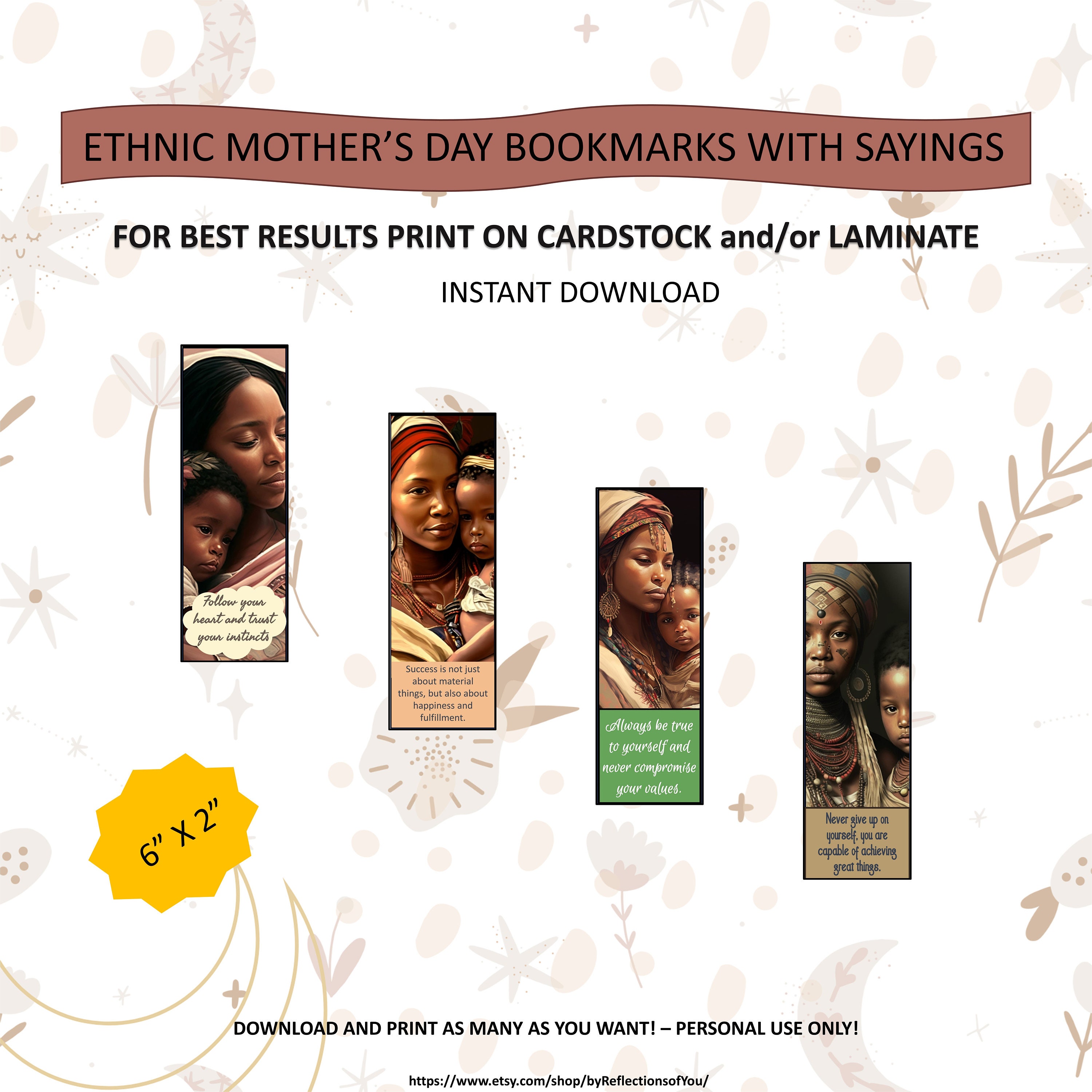 Ethnic Mother's Day Bookmarks | Printable | Set of 4 |ethnic Mother's ...