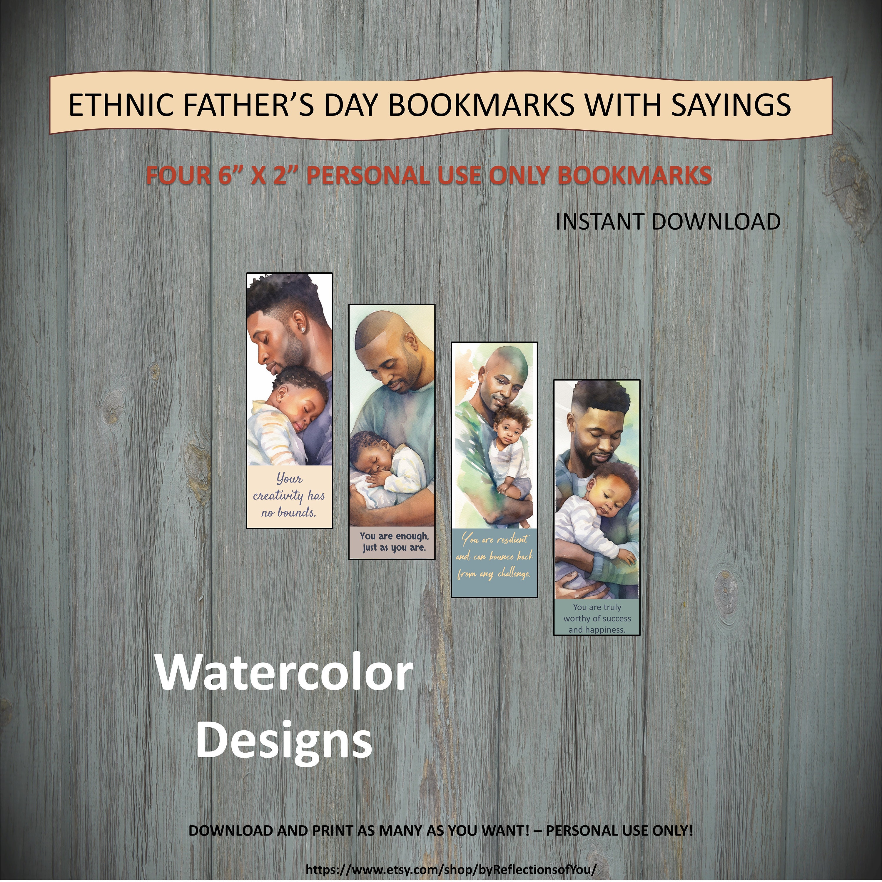 Ethnic Father's Day Bookmarks |father's Day Bookmarks W/ Sayings ...