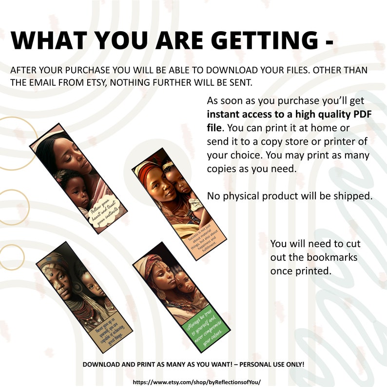 Ethnic Mother's Day Bookmarks Printable Set of 4 - Etsy