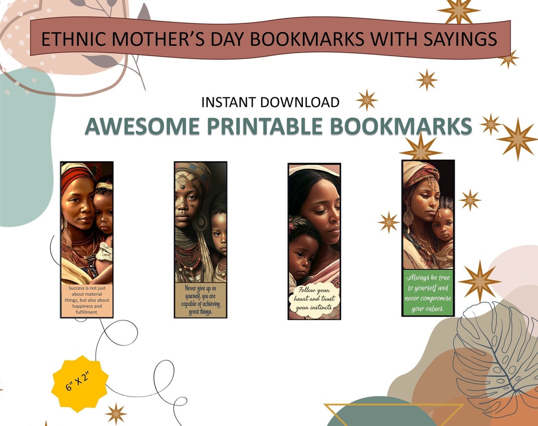 Ethnic Mother's Day Bookmarks | Printable | Set of 4 |ethnic Mother's ...