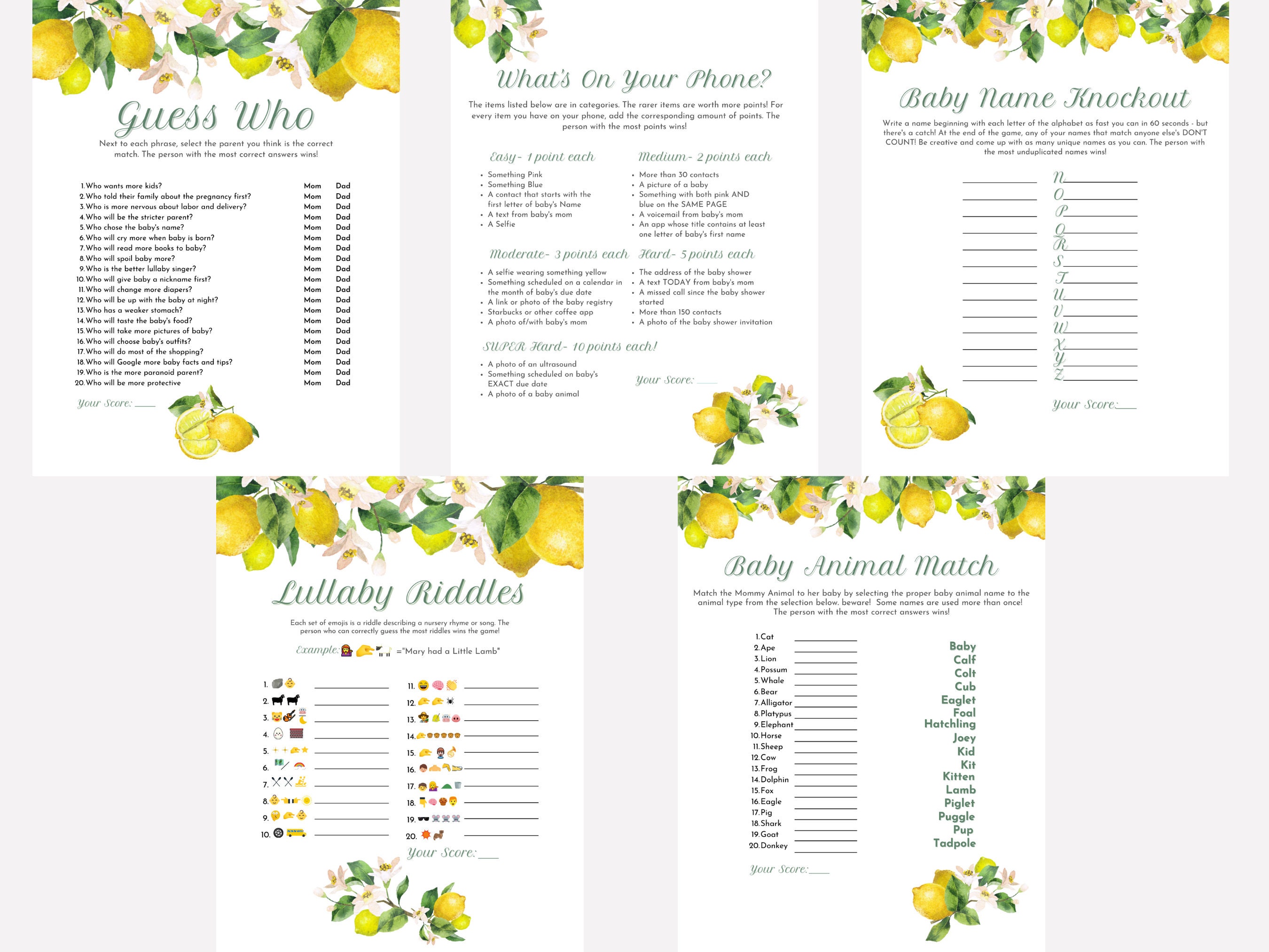 Oh Baby Lemon Theme Baby Shower Bundle With Citrus and - Etsy