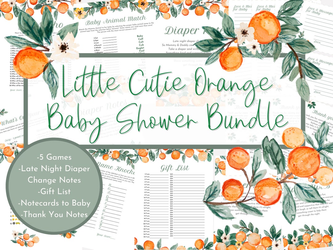 Little Cutie Orange Themed Baby Shower Bundle - Etsy