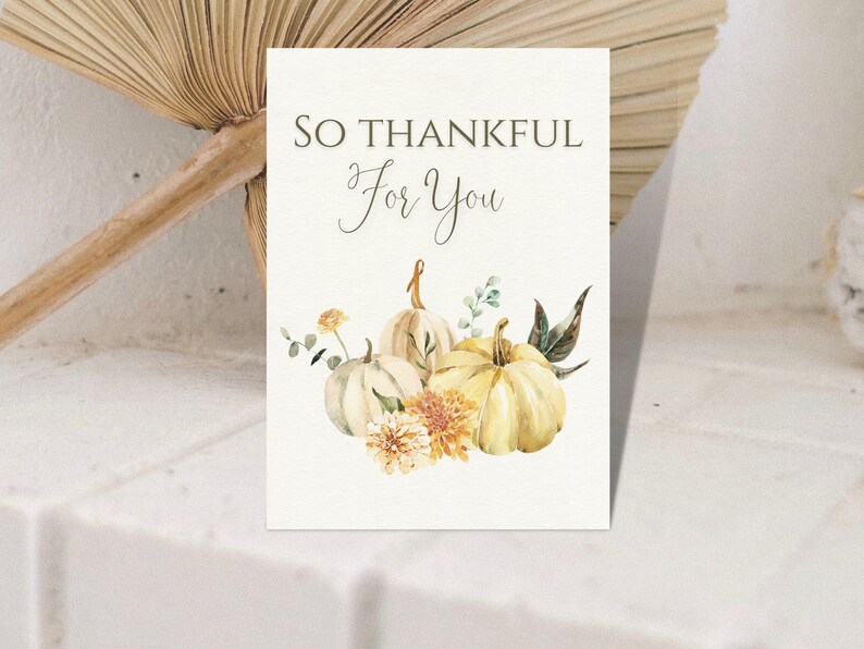 So Thankful for You Fall Greeting Card Digital Download 5 X7 Inches - Etsy