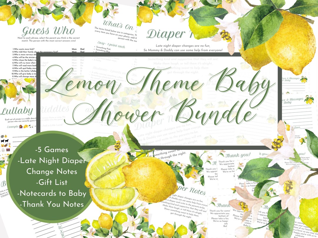 Oh Baby Lemon Theme Baby Shower Bundle With Citrus and - Etsy