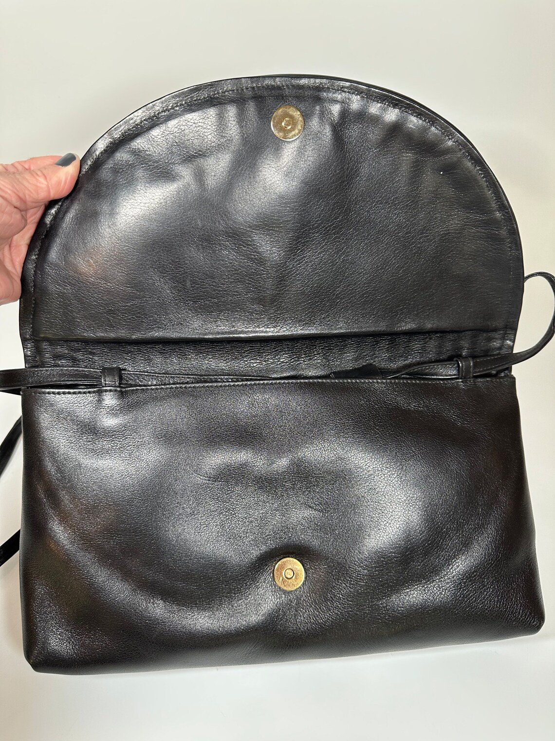 Vintage Linda Allard Ellen Tracy Black Leather Purse Made in Spain ...