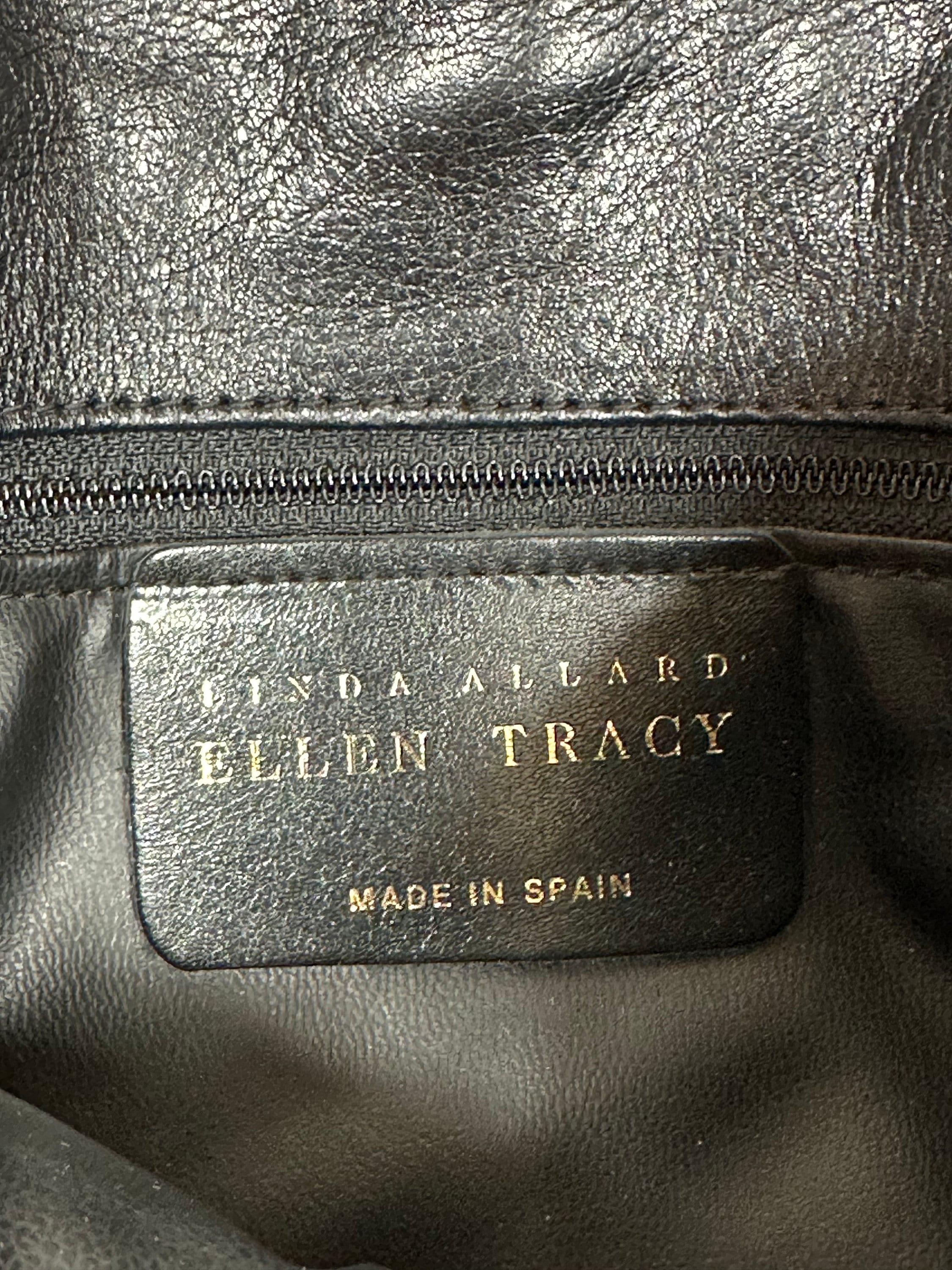 Vintage Linda Allard Ellen Tracy Black Leather Purse Made in Spain ...