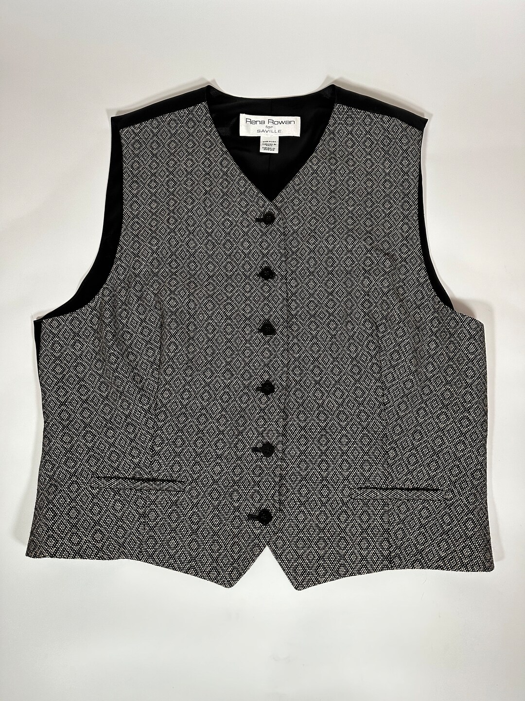 Men's Women's Unisex Vest Diamond Pattern Charcoal Black Rena Rowan for ...
