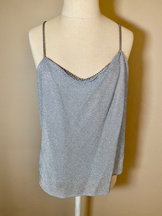 Retro Cool Metallic Silver Mesh Top With Silver Chain Straps - Etsy