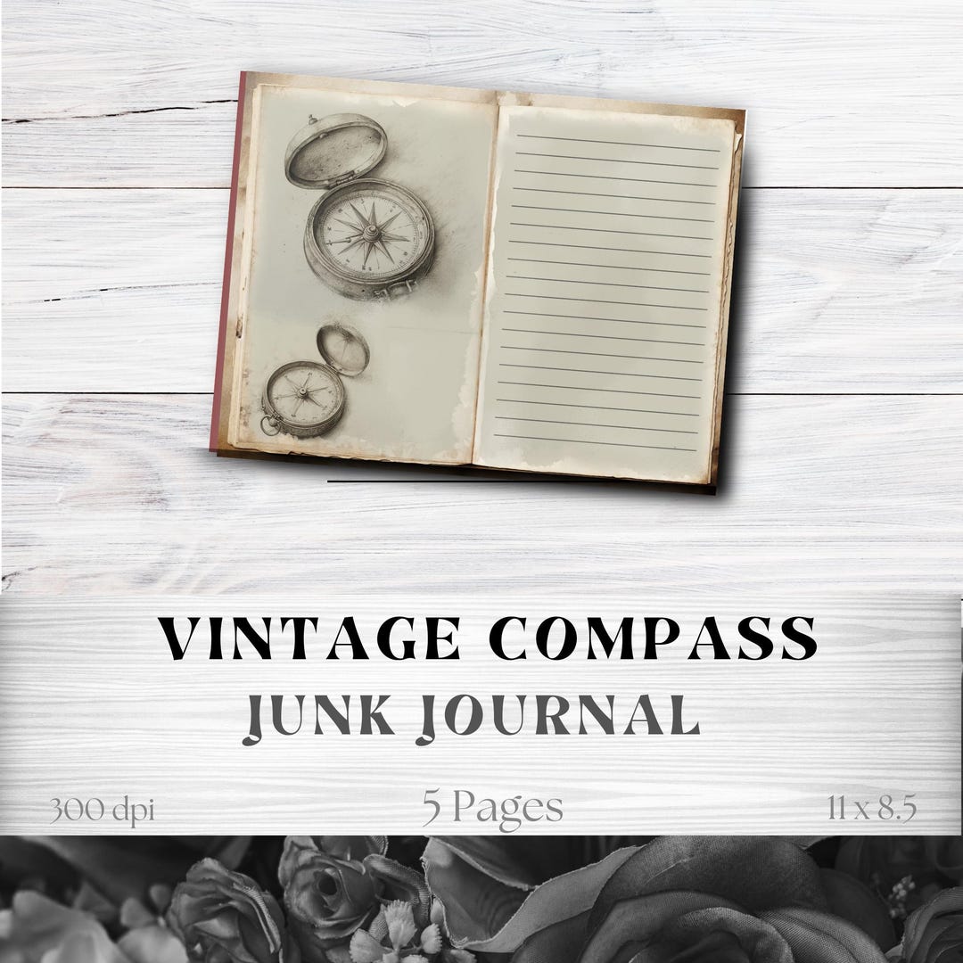 Vintage Compass Junk Journal Pages: Printable Ephemera (2 PDF Files) - Etsy
