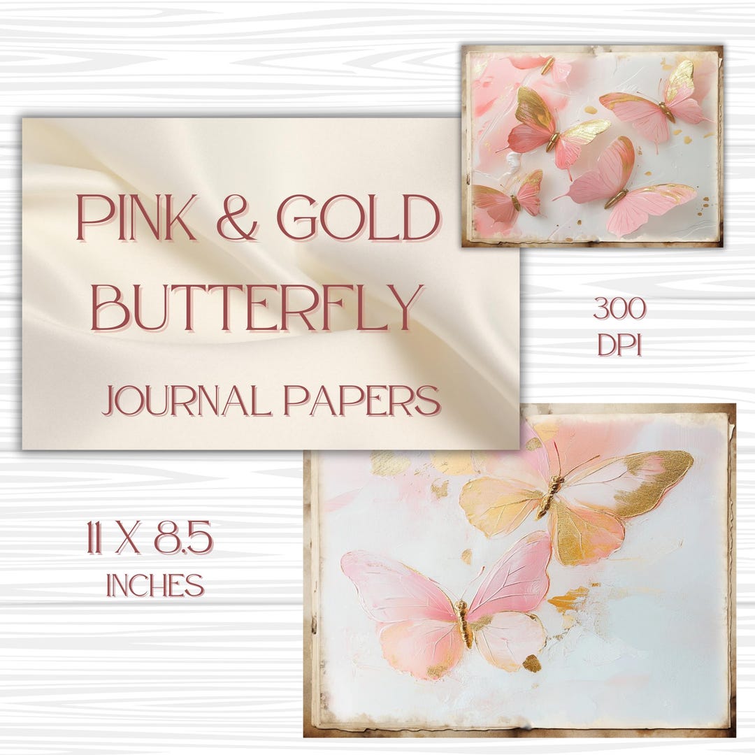 Pink and Gold Junk Journal Pages, Elegant Printable Journal Kit, Shabby ...