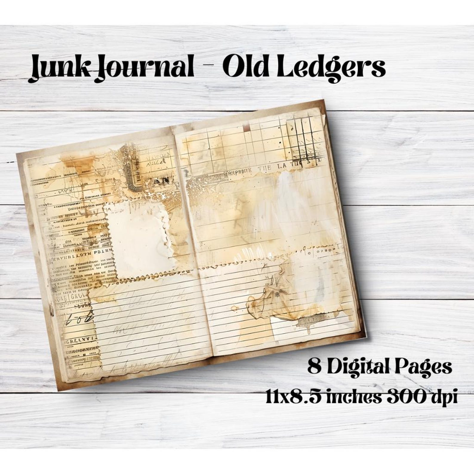 Old Ledger Junk Journal Pages, Craft Lovers Scrapbooking, Printable ...