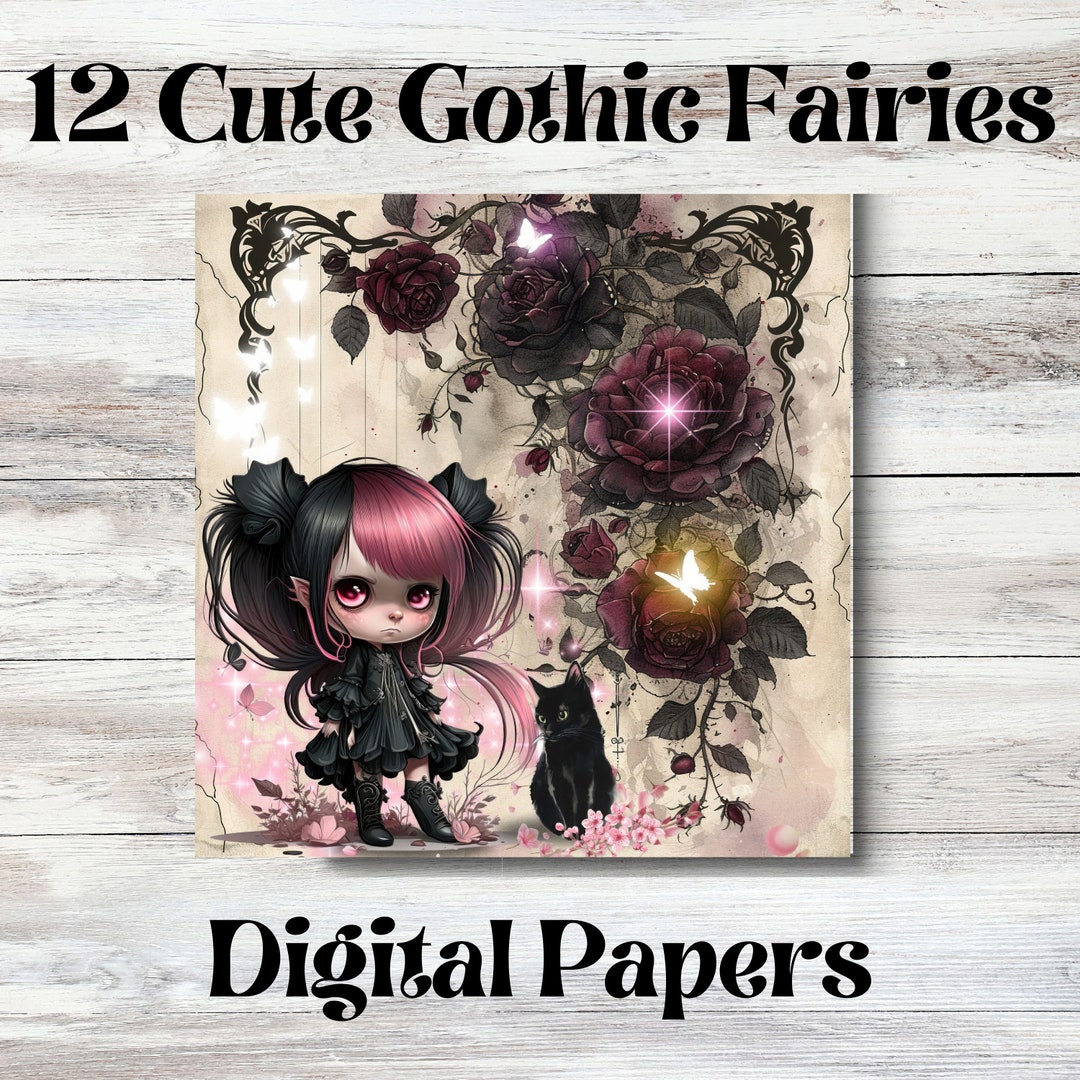 12 Cute Gothic Fairy Images, Digital Papers, Junk Journals ...