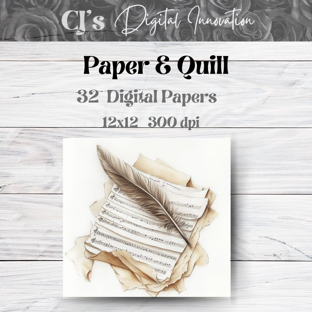 Paper and Quill Digital Paper, Junk Journal, Scrapbooking, Collage ...