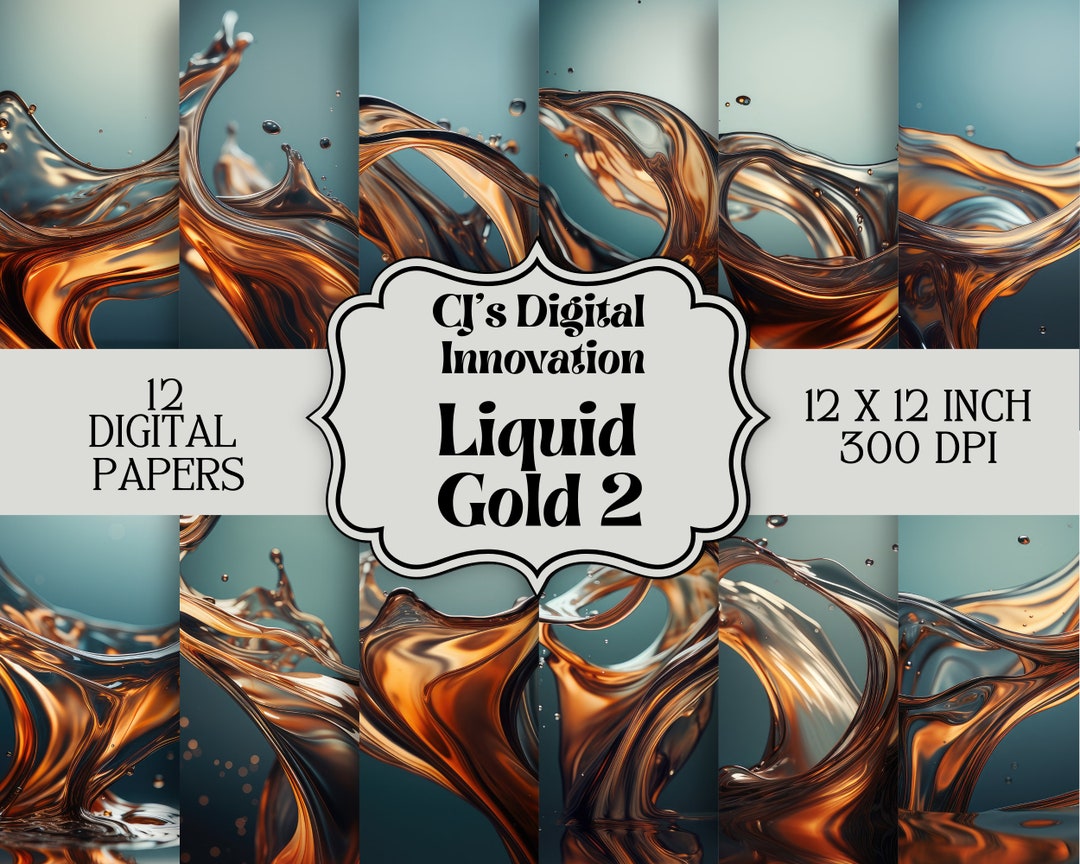 12 Liquid Gold 2 Digital Paper Images Solid Background Clip Art Digital ...
