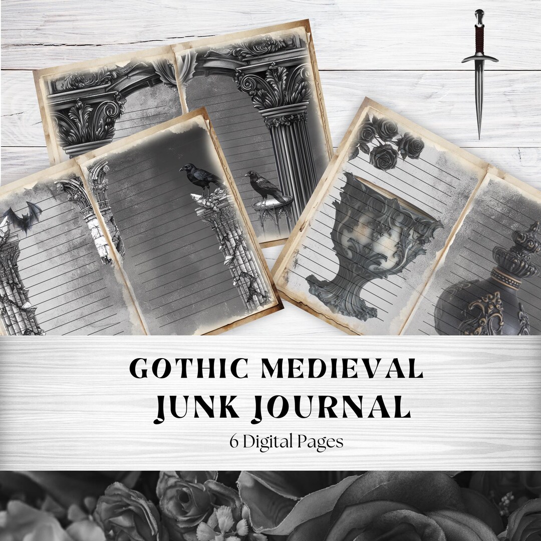 Gothic Medieval Junk Journal Pages: Lined Scrapbooking Ephemera (PDF ...