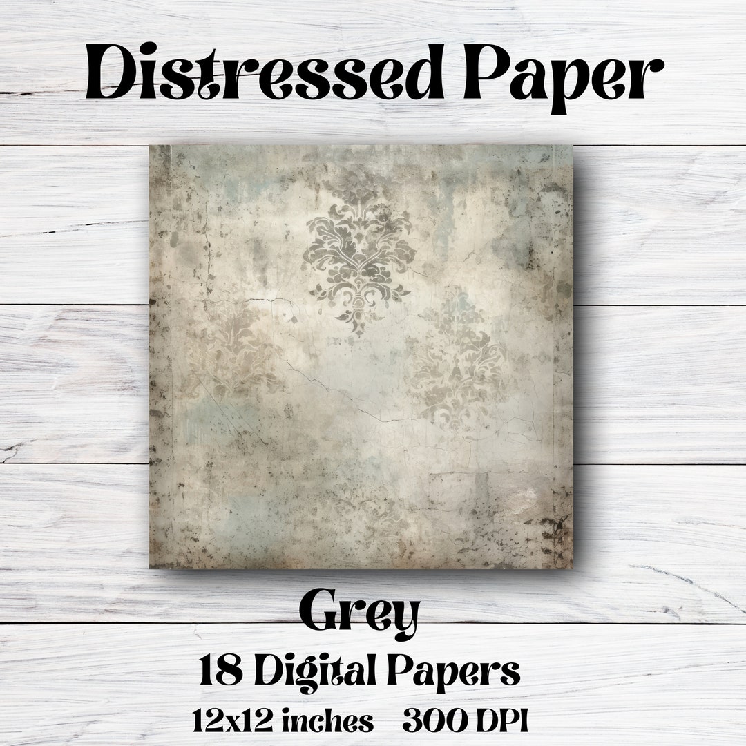 18 Grey Distressed Digital Papers, Junk Journals, Scrapbooking, Collage ...