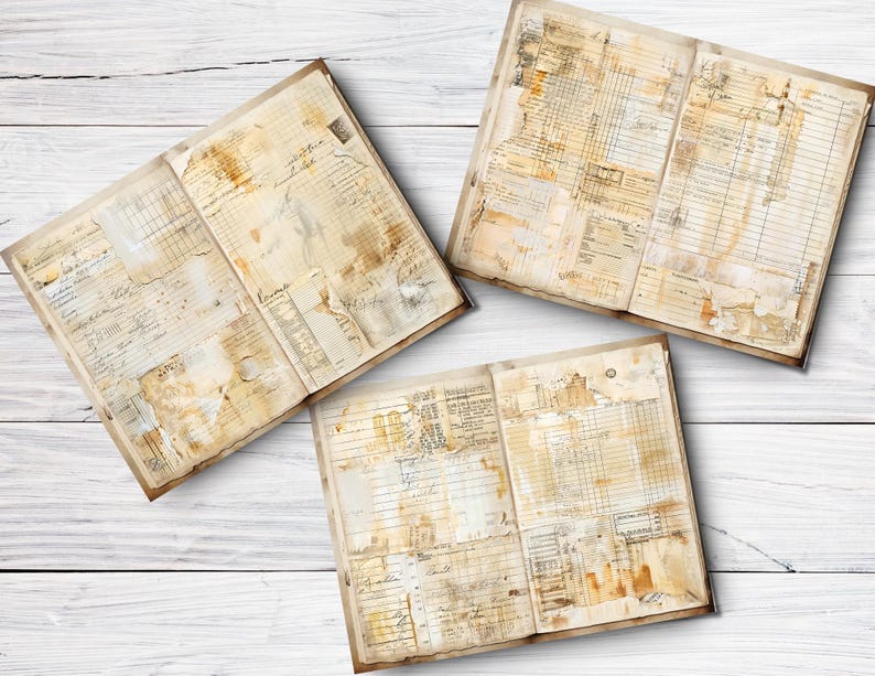 Old Ledger Junk Journal Pages, Craft Lovers Scrapbooking, Printable ...