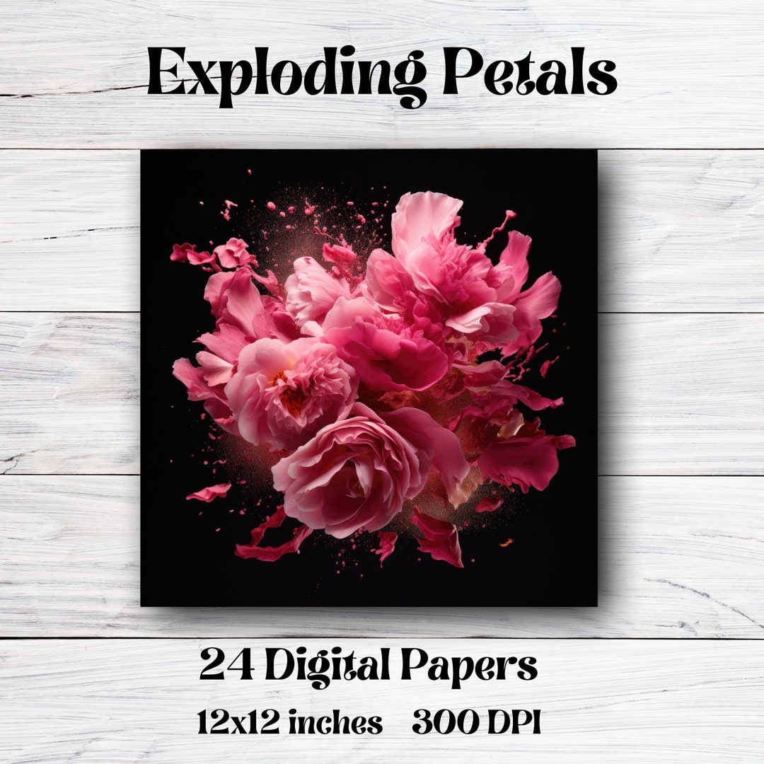 24 Exploding Petals Digital Papers, Junk Journals, Scrapbooking ...