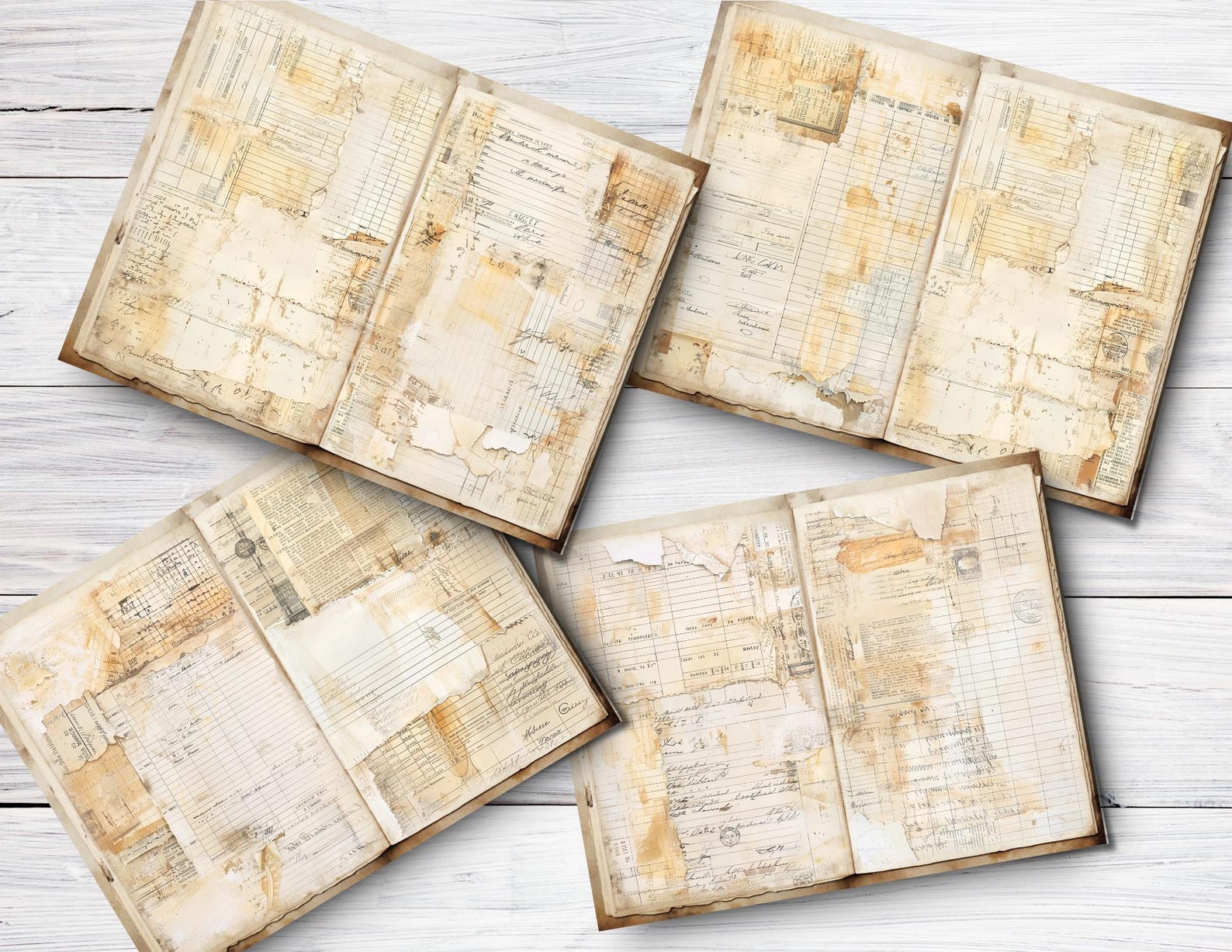 Old Ledger Junk Journal Pages, Craft Lovers Scrapbooking, Printable ...