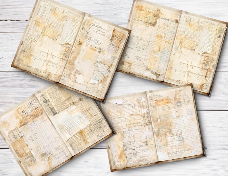 Old Ledger Junk Journal Pages, Craft Lovers Scrapbooking, Printable ...