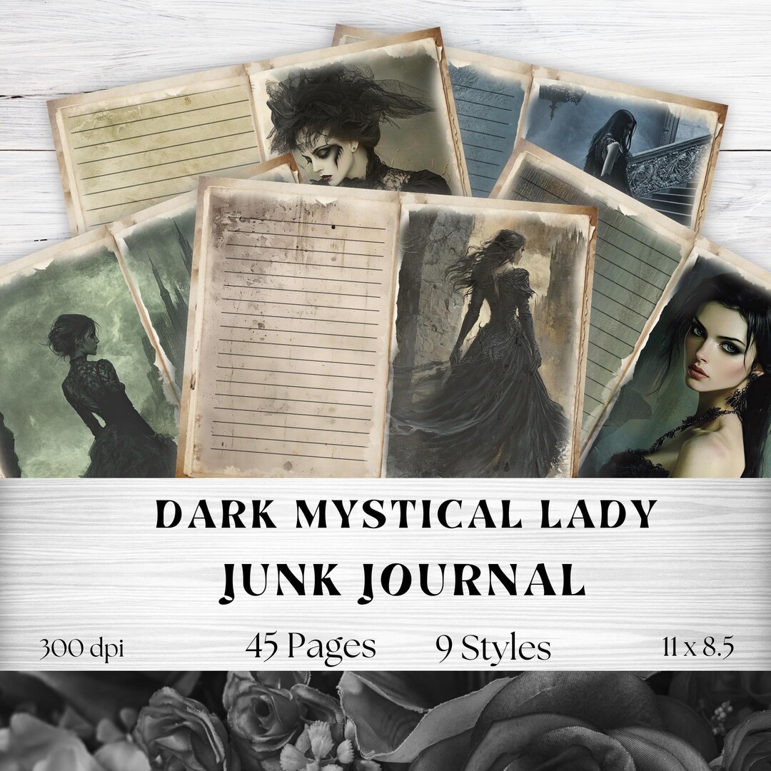 Dark Mystical Ladies Junk Journal Pages, Craft Lovers Scrapbooking ...