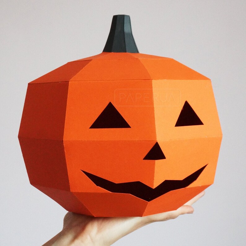Easy Halloween Pumpkin 3D Papercraft Digital Template Paper Craft ...