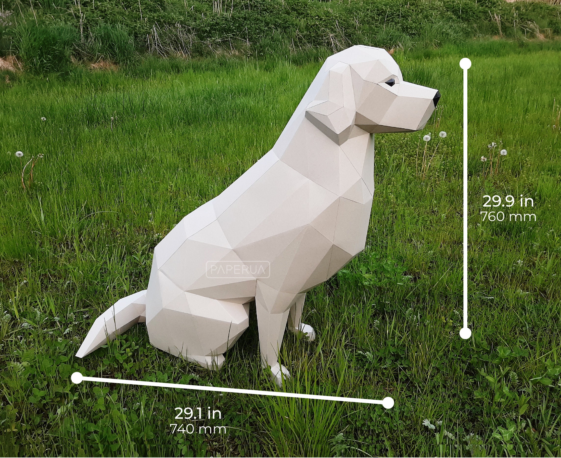 Papercraft perro Golden Retriever papel modelo DIY 3D Low Poly - Etsy ...
