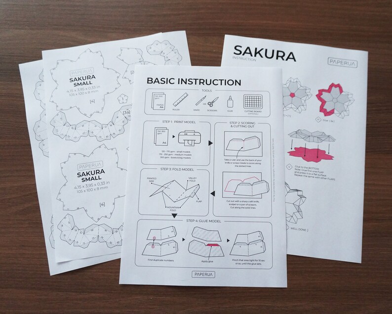 3D SAKURA Wall Decor Template Papercraft Flower Paper - Etsy