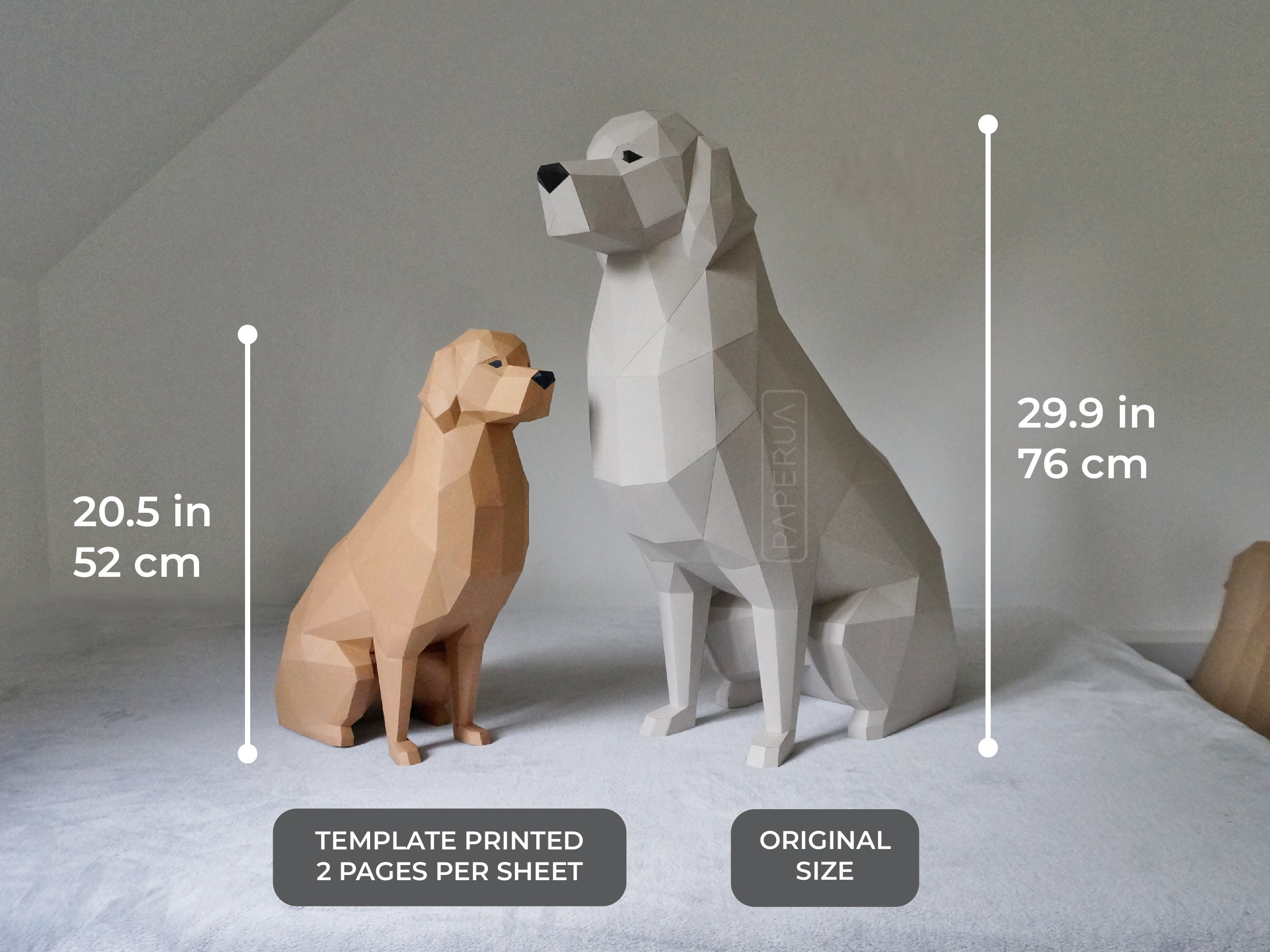 Papercraft Dog Golden Retriever Paper Model DIY 3D Low Poly - Etsy