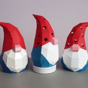 GNOME 3 Hats, DIY Xmas Papercraft, Low Poly Dwarf Model, Paper Lantern ...