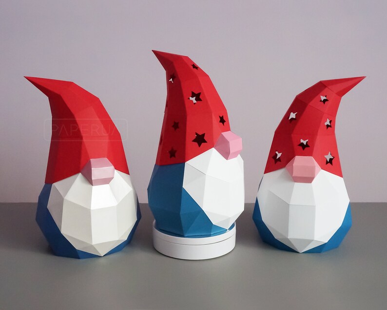 GNOME 7 Hats DIY Xmas Papercraft Low Poly Dwarf Model - Etsy