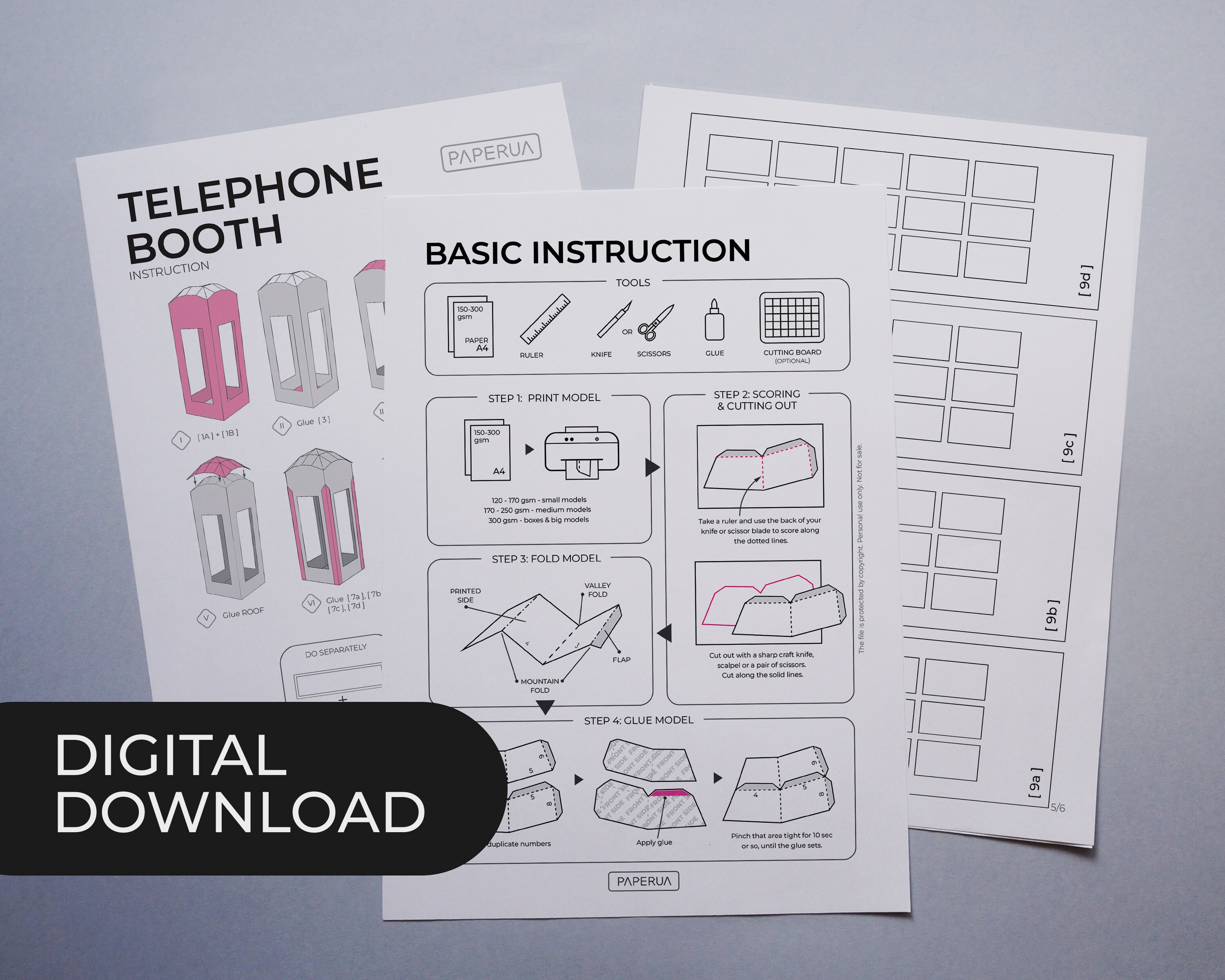 Papercraft Telephone Booth 3D Papercraft PDF Low Poly 3D - Etsy UK