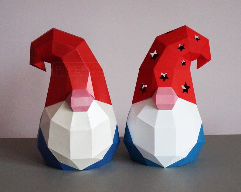 GNOME 7 Hats DIY Xmas Papercraft Low Poly Dwarf Model - Etsy
