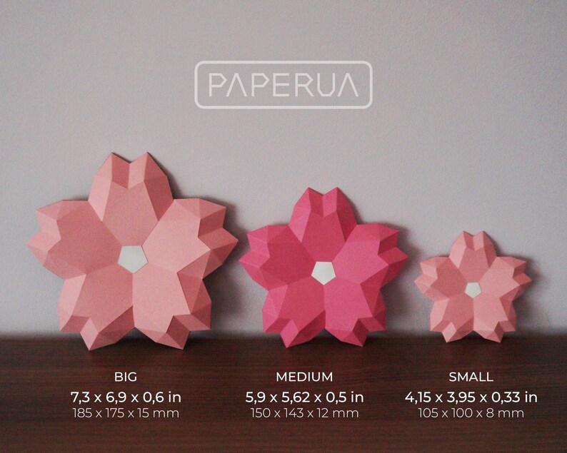 3D SAKURA Wall Decor Template Papercraft Flower Paper - Etsy