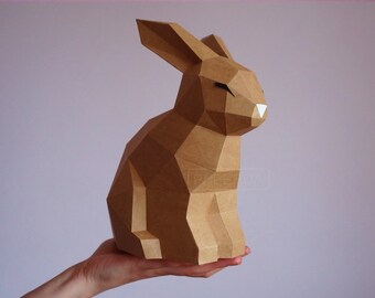 Bunny Sitting Paper Craft, Digital Template, Origami, PDF Download DIY ...