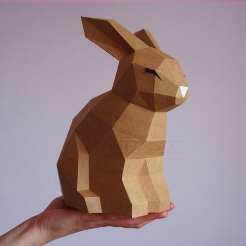 Bunny Sitting Paper Craft Digital Template Origami PDF - Etsy