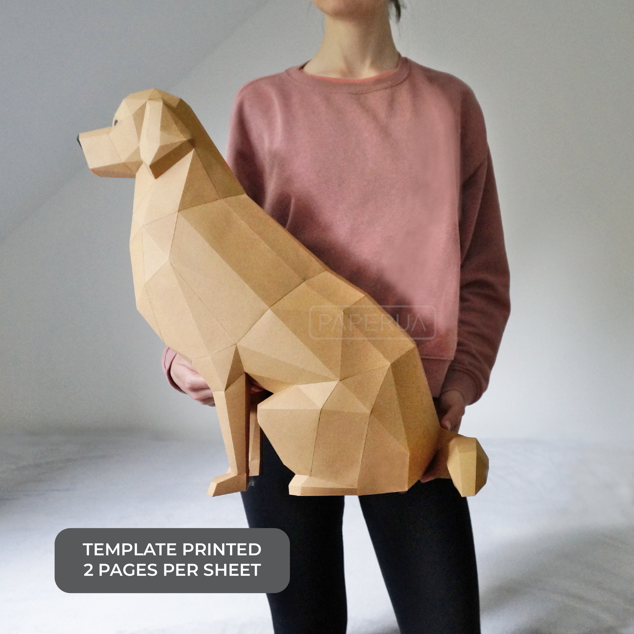 Papercraft perro Golden Retriever papel modelo DIY 3D Low Poly - Etsy ...