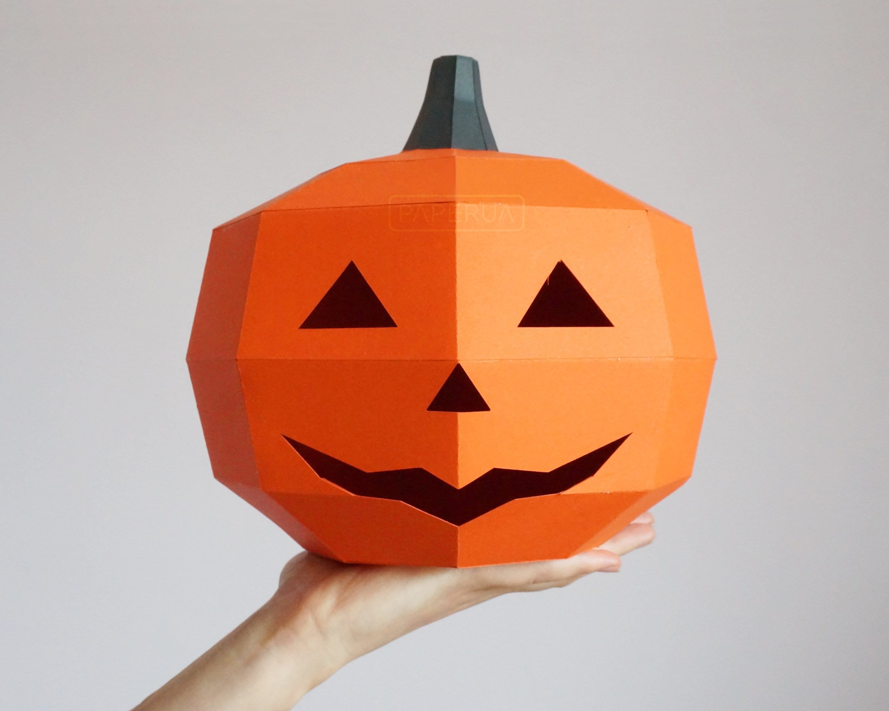 Easy Halloween Pumpkin 3D Papercraft Digital Template Paper Craft ...