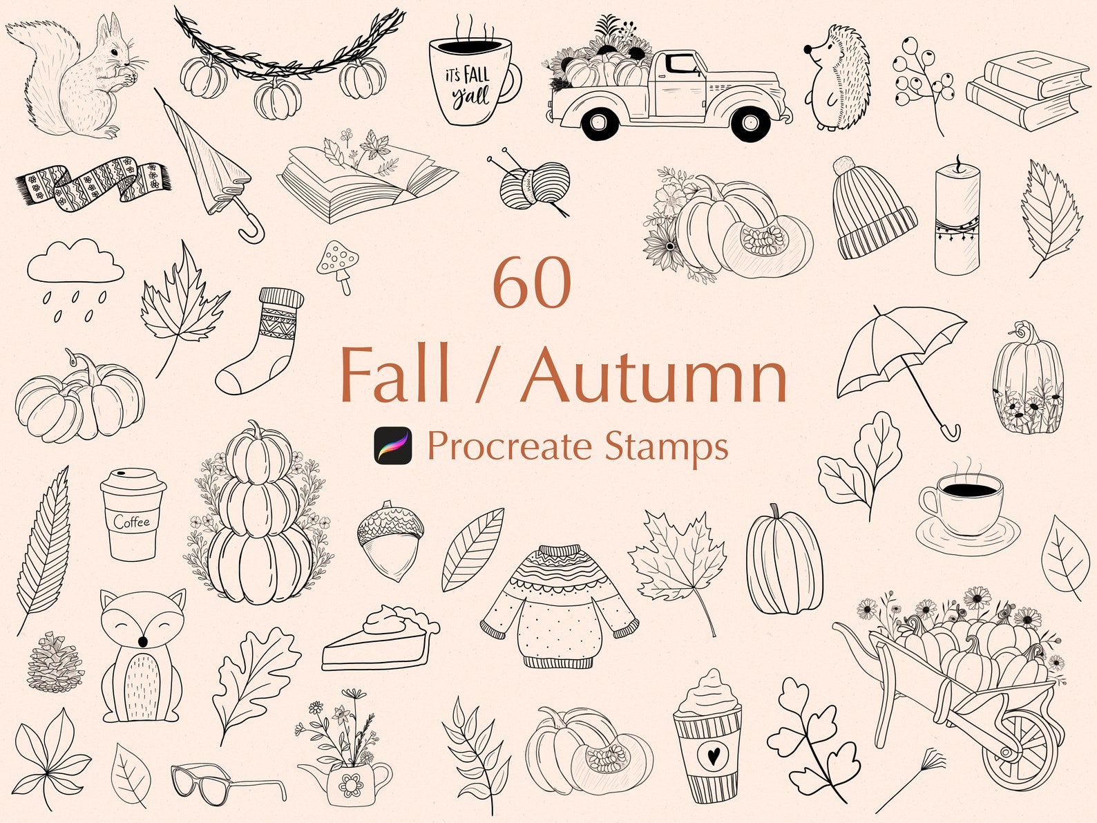 60 Autumn / Fall Procreate Stamps Fall Procreate Stamps - Etsy