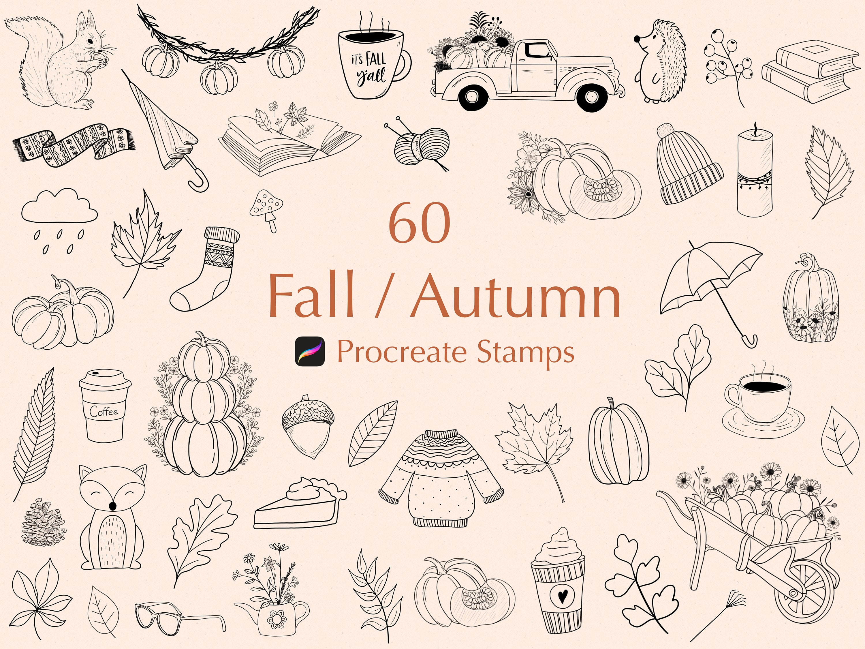 60 Autumn / Fall Procreate Stamps Fall Procreate Stamps - Etsy