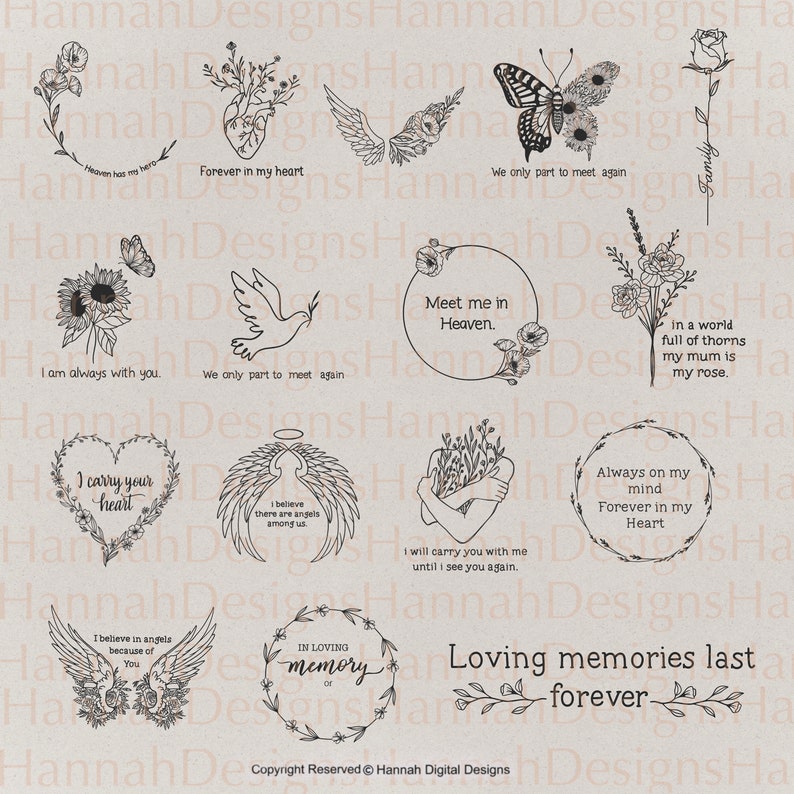 Memorial Svg Bundle | in Loving Memory Svg | Angel Wings Svg | Rest in ...