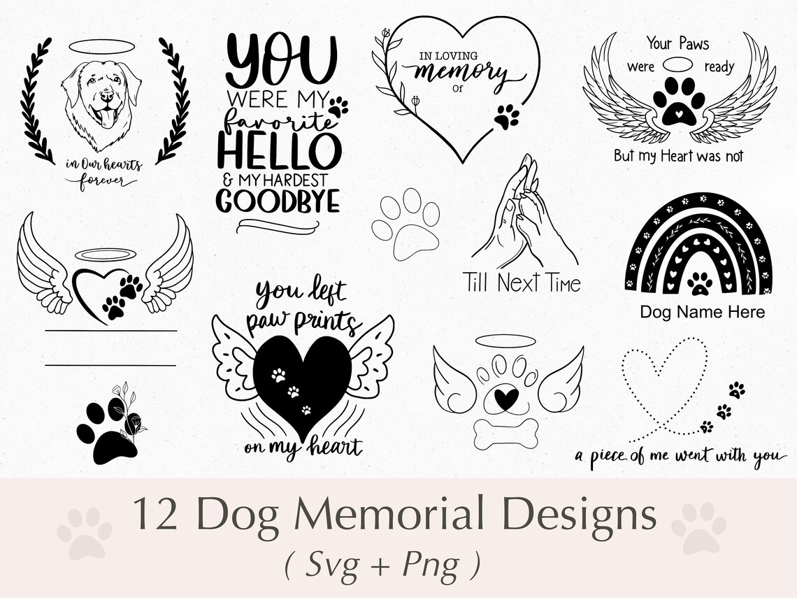 Pet Memorial SVG Bundle: Dog Remembrance Designs (SVG, PNG) - Etsy