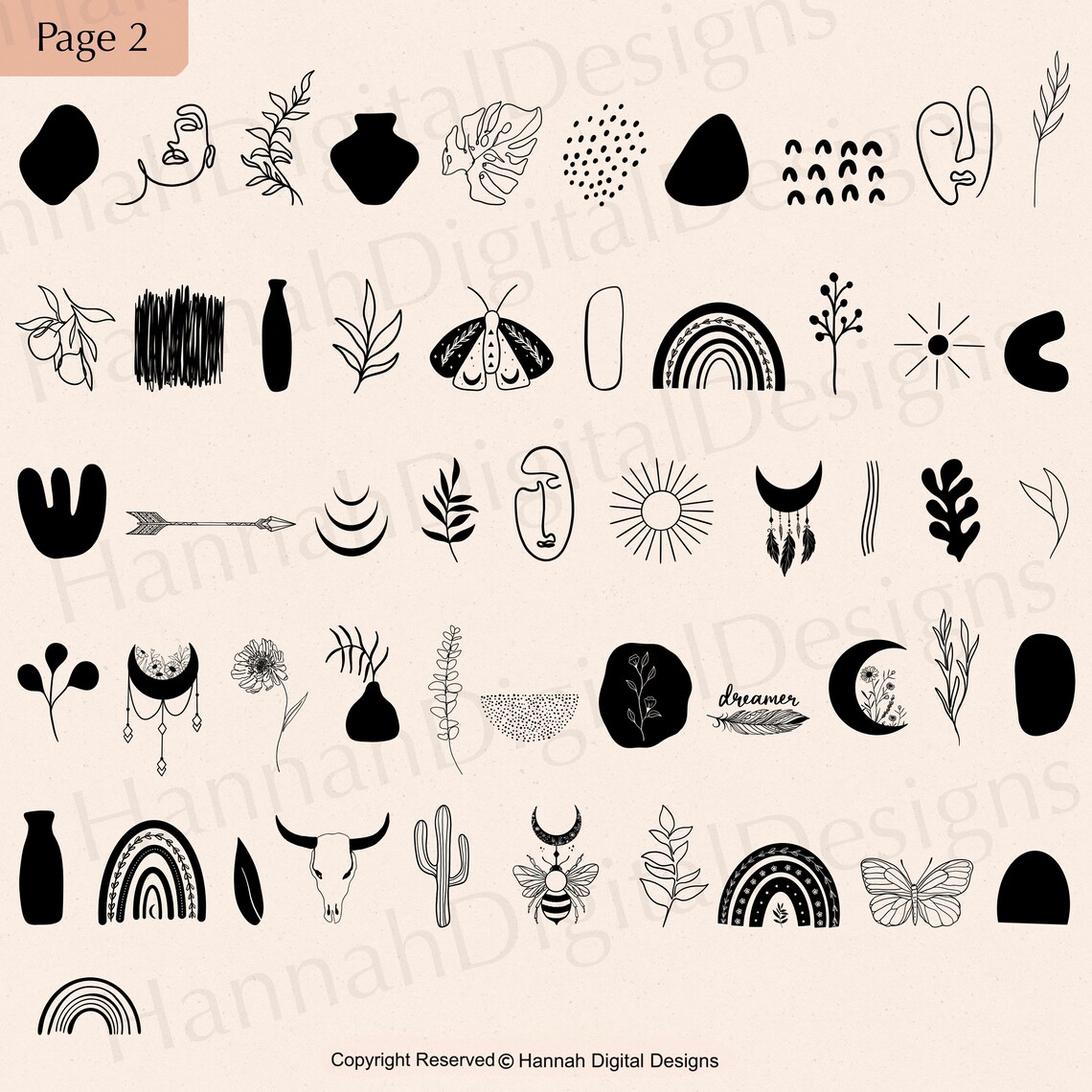 Procreate Boho Stamps Abstract Procreate Stamps Boho Art | Etsy