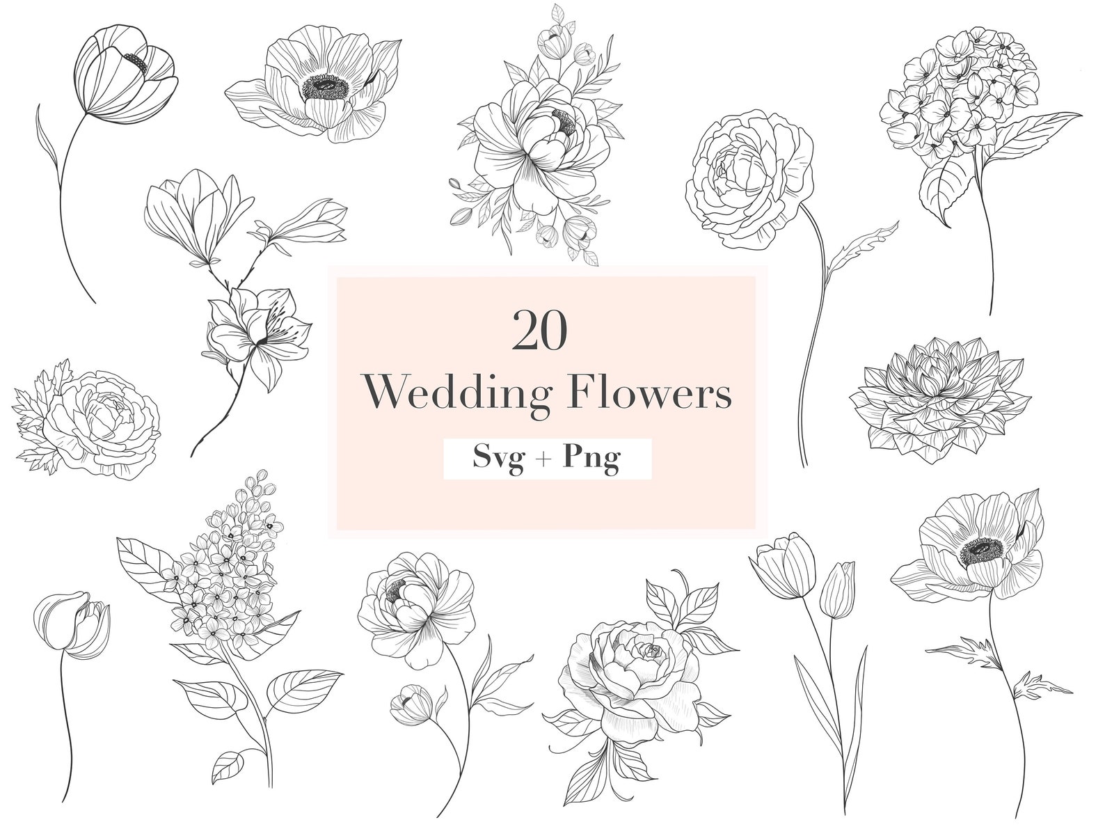 Wedding Flowers Svg Bundle Floral Svg Flower SVG Rose - Etsy Canada