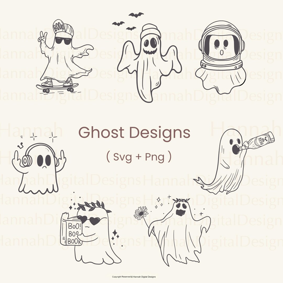 Funny Ghost SVG Bundle: Halloween Designs for Shirts (SVG, PNG) - Etsy