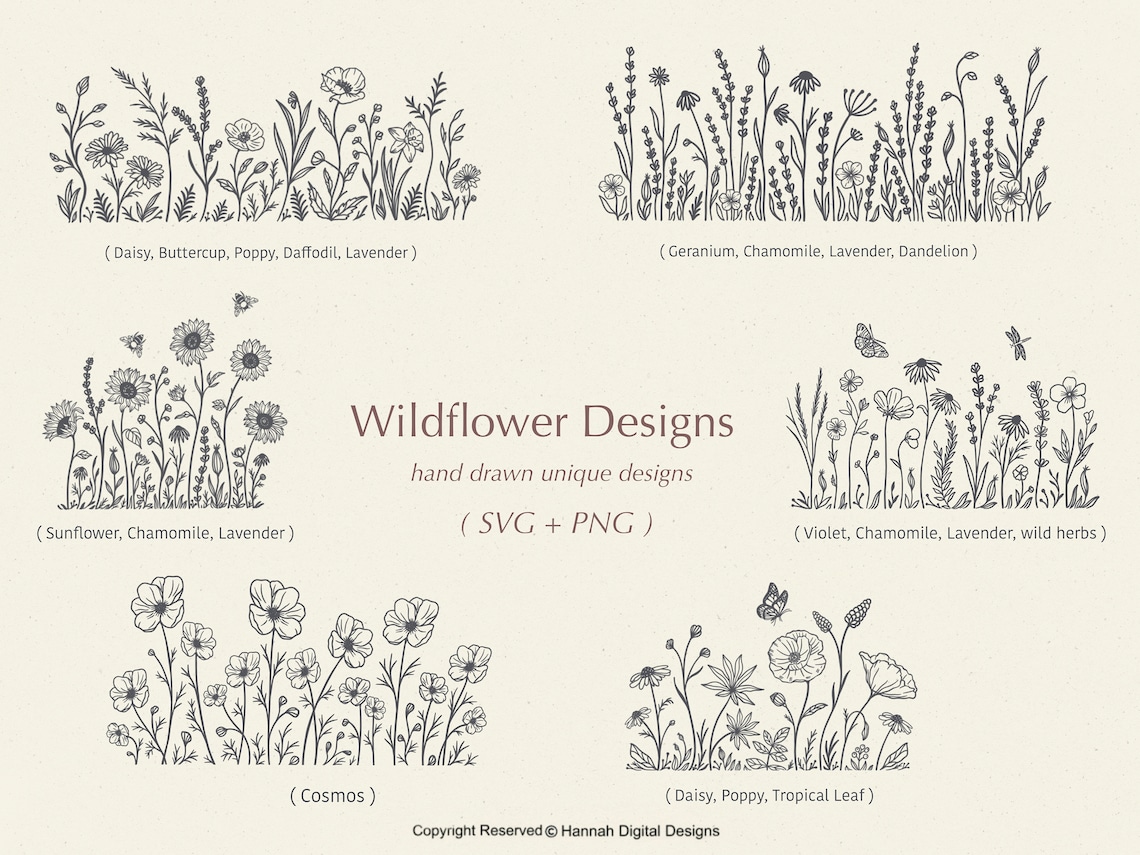 Wildflower Svg Flower Svg Floral Svg Botanical Svg - Etsy