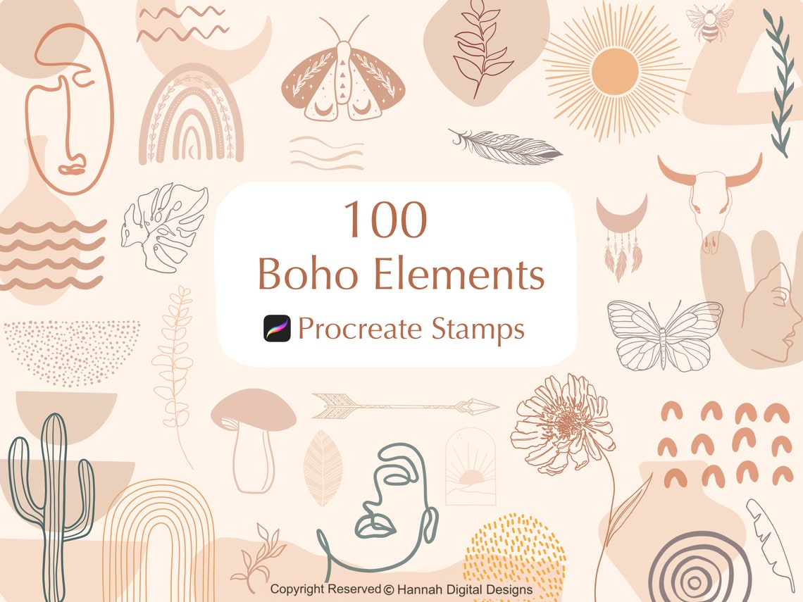 Procreate Boho Stamps Abstract Procreate Stamps Boho Art | Etsy