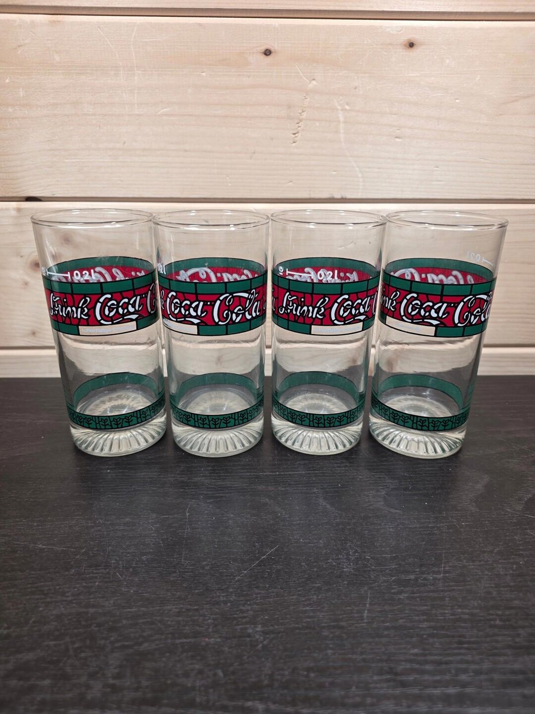 Vintage Drink Coca Cola German Coke Glasses 80s Koffeinhaltige Limonade ...