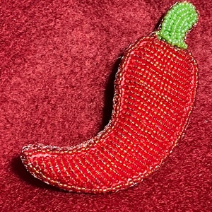 Pepper Cornicello Beaded Brooch - Etsy