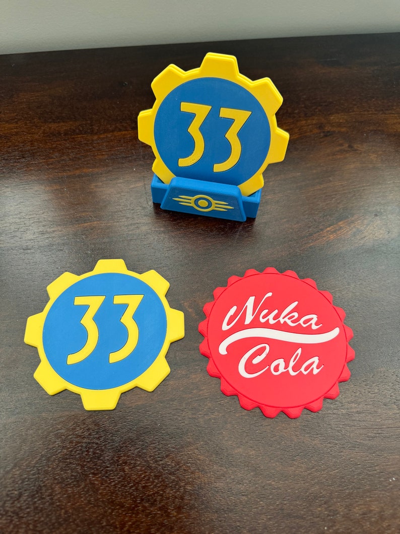 Fallout Vault-tec Style Drinks Coasters and Holder Nuka Cola and Vault ...